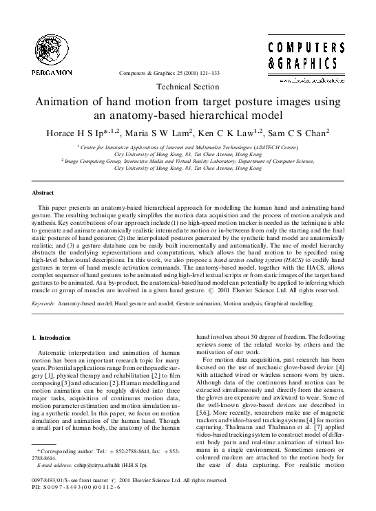(PDF) Animation of hand motion from target posture images using an ...