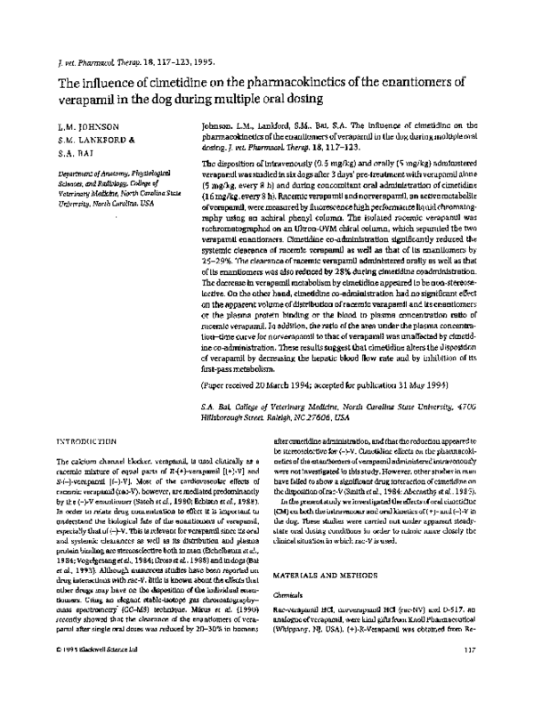 (PDF) The influence of cimetidine on the pharmacokinetics of the ...