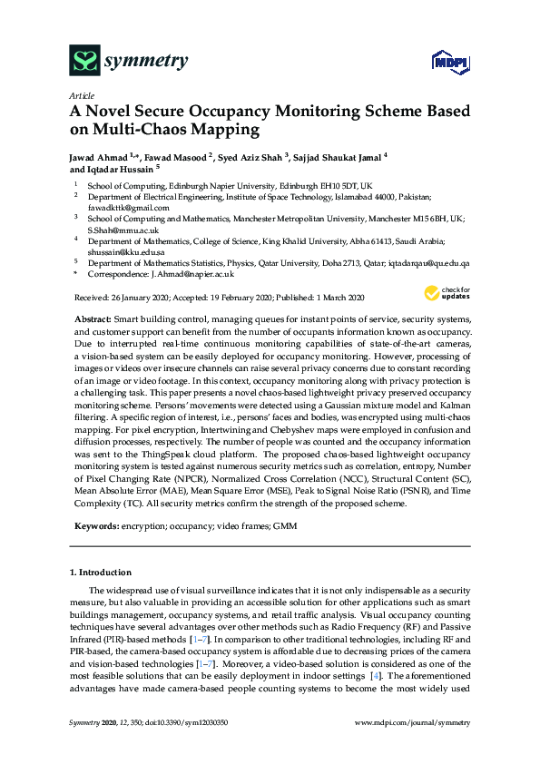 (PDF) A Novel Secure Occupancy Monitoring Scheme Based on Multi-Chaos ...