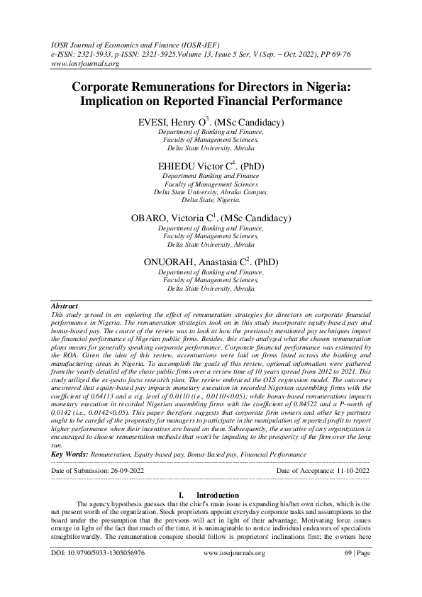 (PDF) Financial Deepening and Small and Medium Scale Enterprises (SMEs) Output in Nigeria