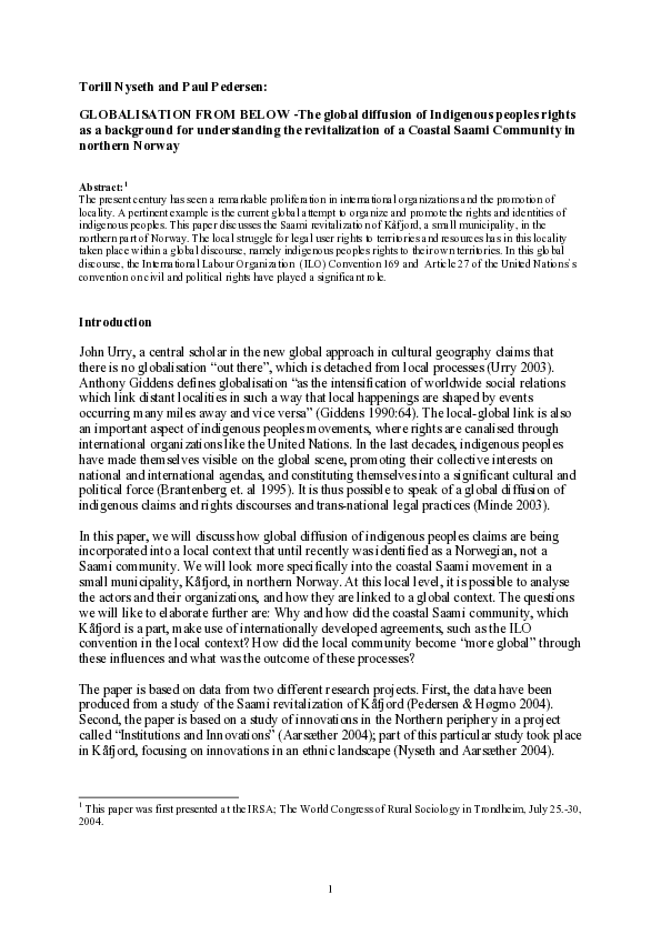 (PDF) Torill Nyseth and Paul Pedersen: GLOBALISATION FROM BELOW -The ...