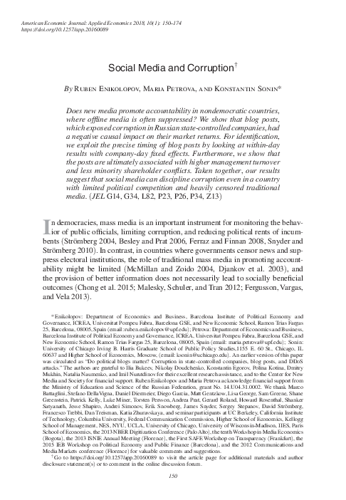 (PDF) Social Media and Corruption