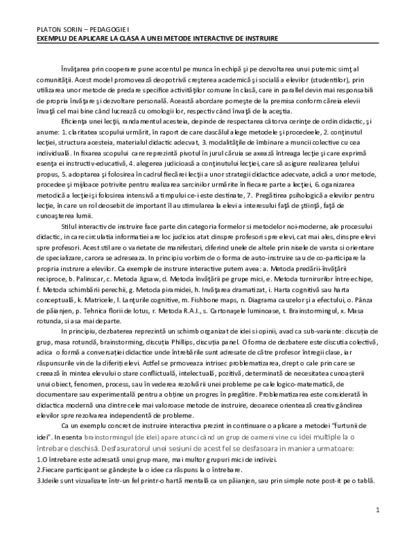 (DOC) Metoda interactiva de instruire
