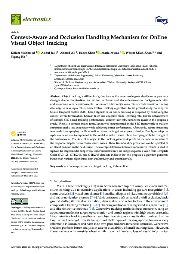 (PDF) Context-Aware and Occlusion Handling Mechanism for Online Visual ...