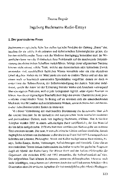(PDF) Ingeborg Bachmanns Radio-Essays