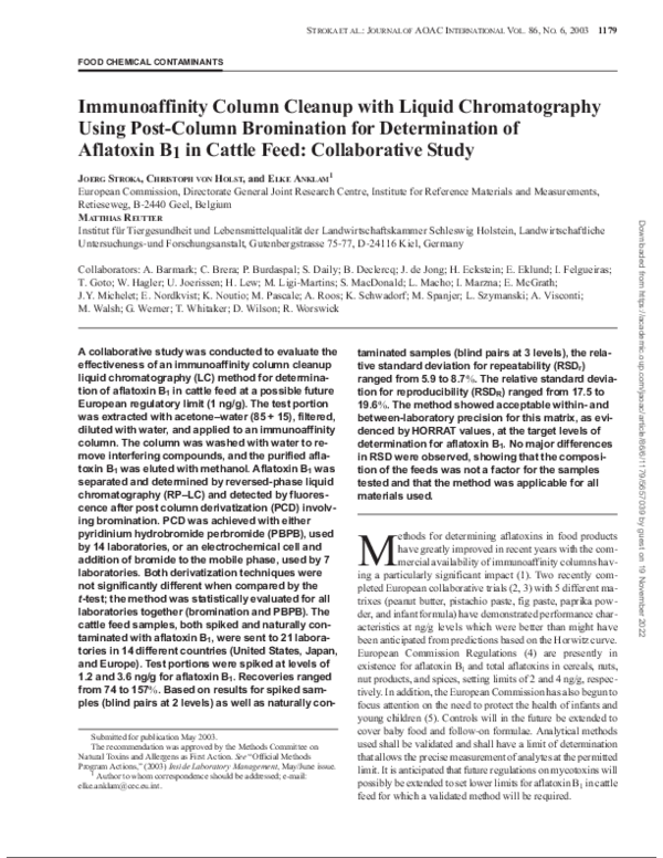 (PDF) Immunoaffinity Column Cleanup with Liquid Chromatography Using ...