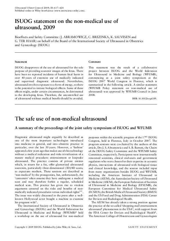 (PDF) The safe use of non-medical ultrasound