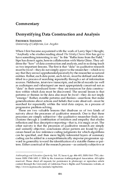 (PDF) Commentary Demystifying Data Construction and Analysis