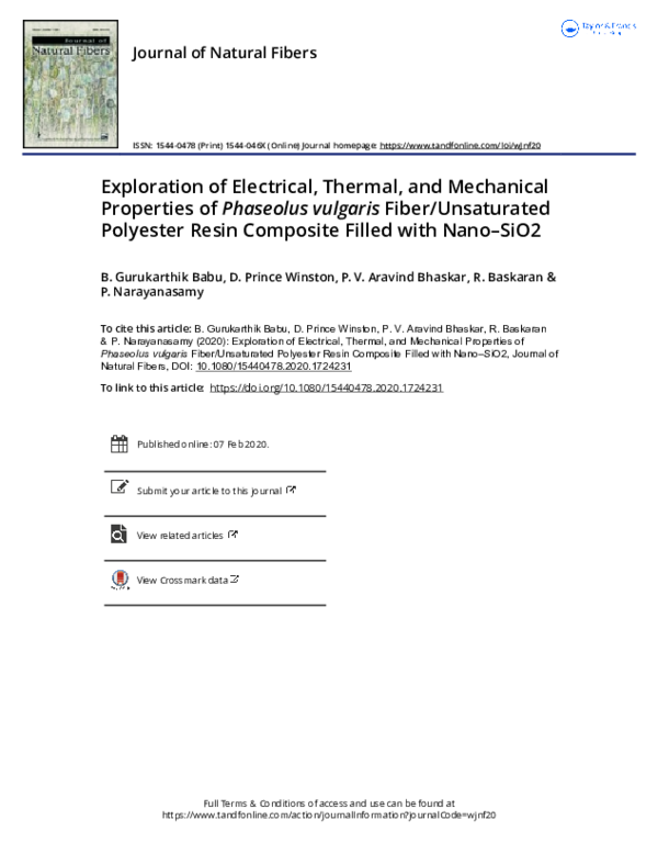 (PDF) Exploration of Electrical, Thermal, and Mechanical Properties of Phaseolus vulgaris Fiber ...