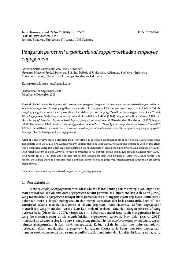 (PDF) The Effect of Perceived Organizational Support on Employee Engagement