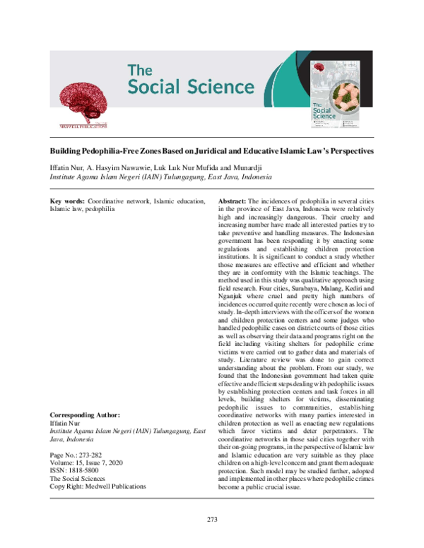 (PDF) Building Pedophilia-Free Zones Based on Juridical and Educative ...