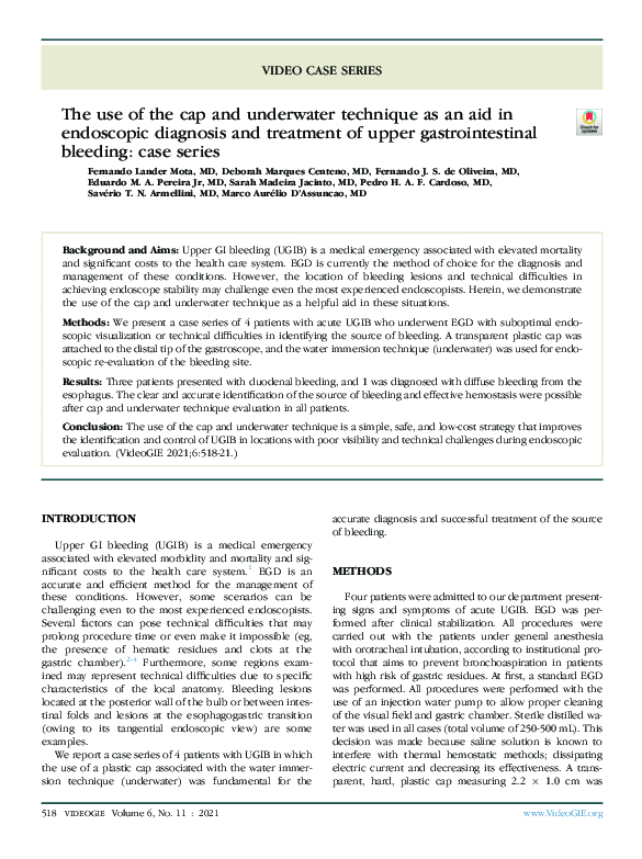 (PDF) The use of the cap and underwater technique as an aid in ...