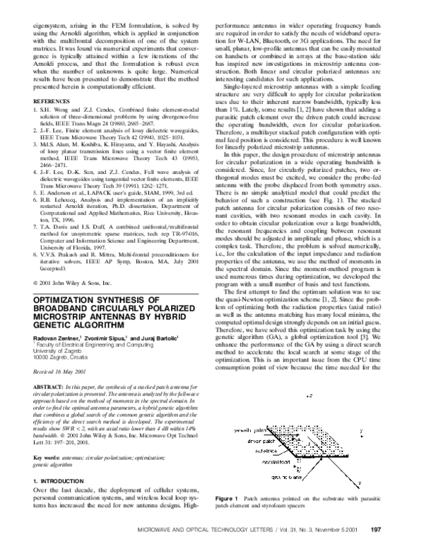 (PDF) Optimization synthesis of broadband circularly polarized microstrip antennas by hybrid ...