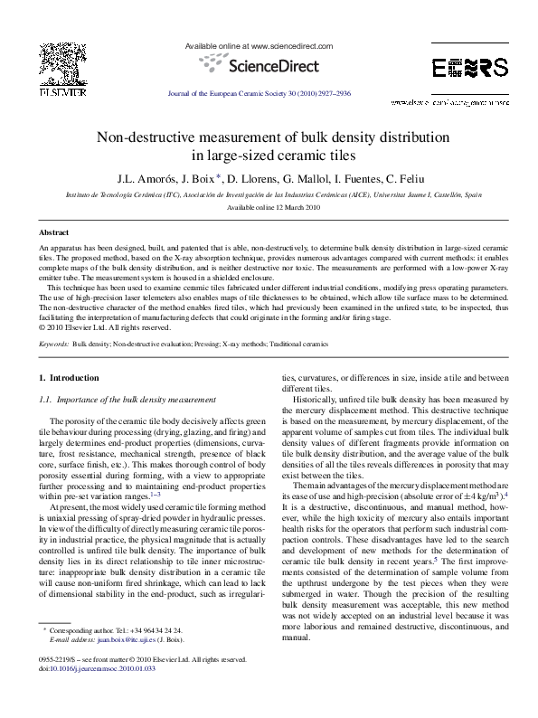(PDF) Non-destructive measurement of bulk density distribution in large ...