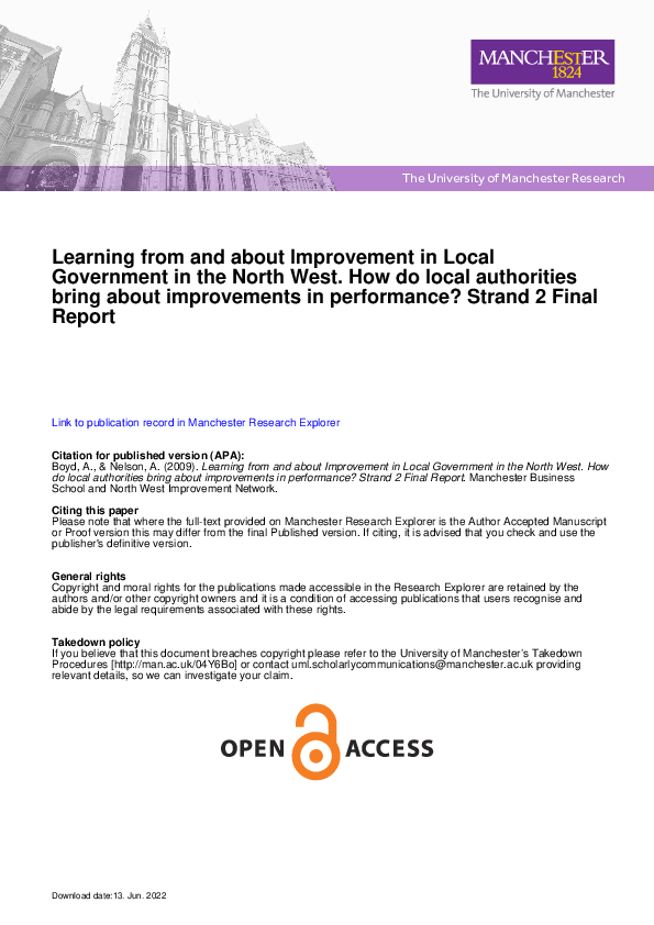 (PDF) Learning from and about Improvement in Local Government in the ...