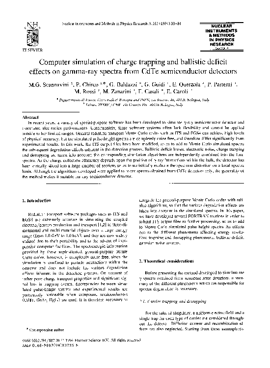 (PDF) Computer simulation of charge trapping and ballistic deficit effects on gamma-ray spectra ...