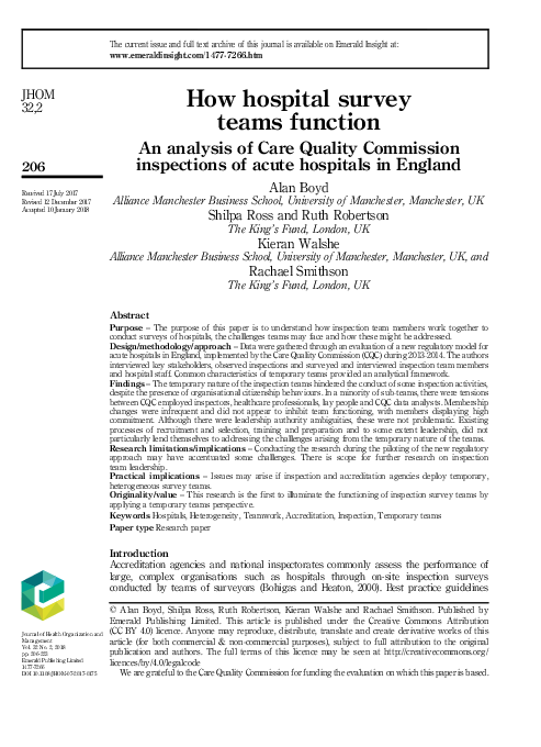 (PDF) How hospital survey teams function