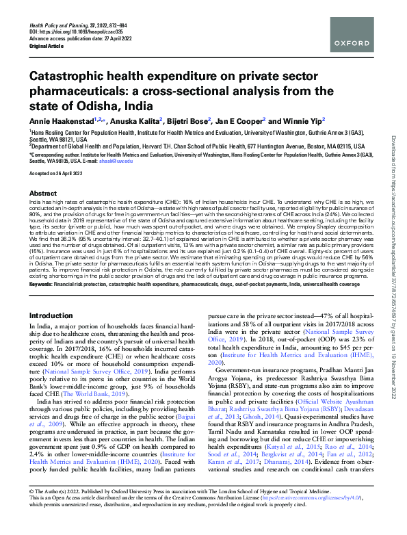 (PDF) Catastrophic health expenditure on private sector pharmaceuticals ...