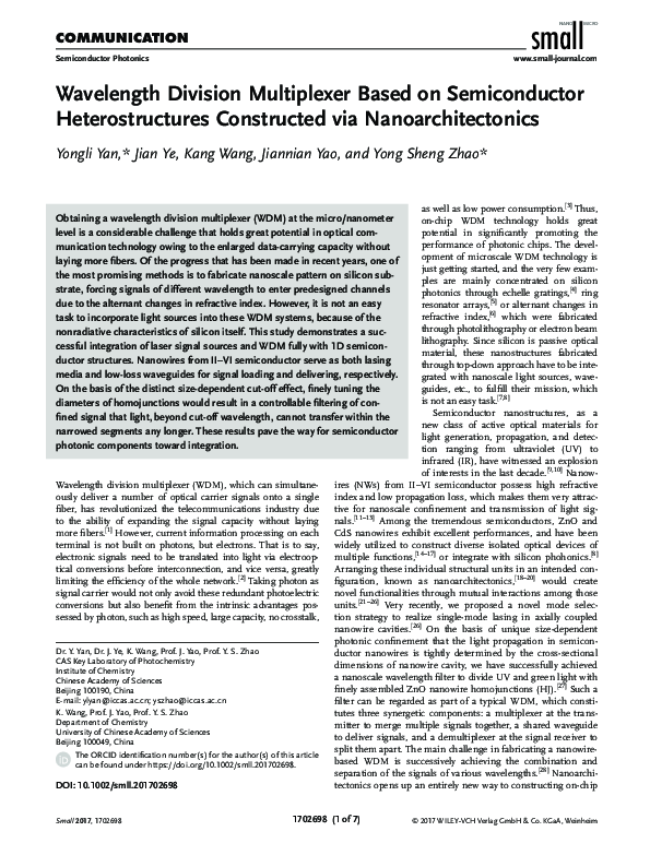 (PDF) Wavelength Division Multiplexer Based on Semiconductor ...