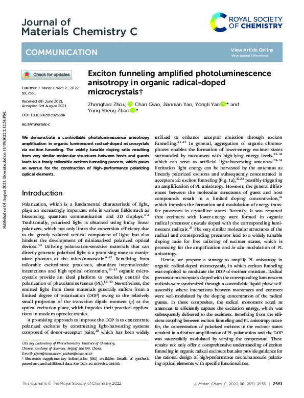 (PDF) Exciton funneling amplified photoluminescence anisotropy in ...