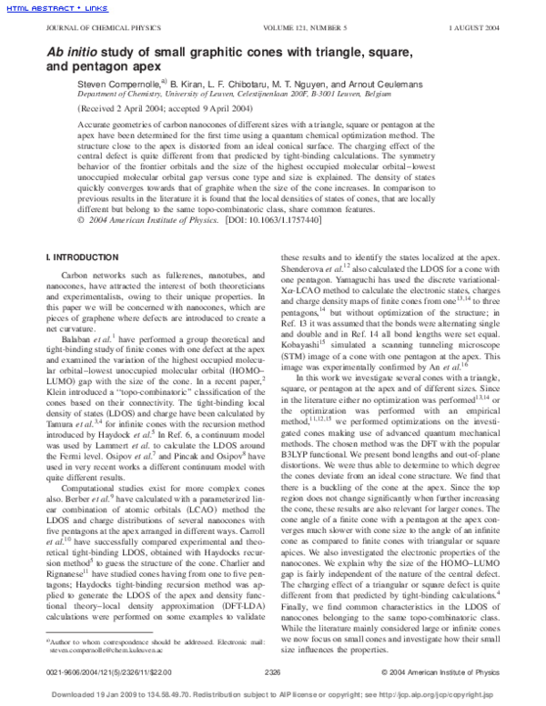 (PDF) Ab initio study of small graphitic cones with triangle, square ...