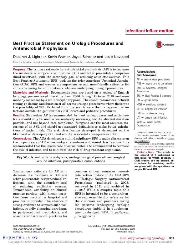 (PDF) Best Practice Statement on Urologic Procedures and Antimicrobial ...