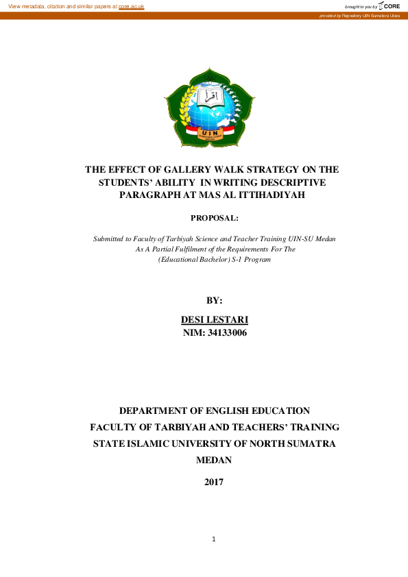 (PDF) The effect of gallery walk strategy on the students’ ability in writing descriptive ...