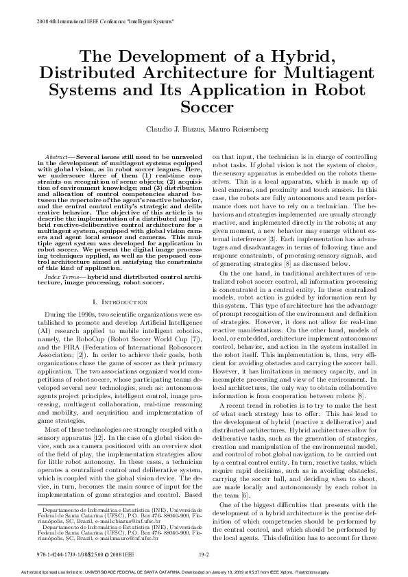(PDF) The development of a hybrid, distributed architecture for multiagent systems and its ...
