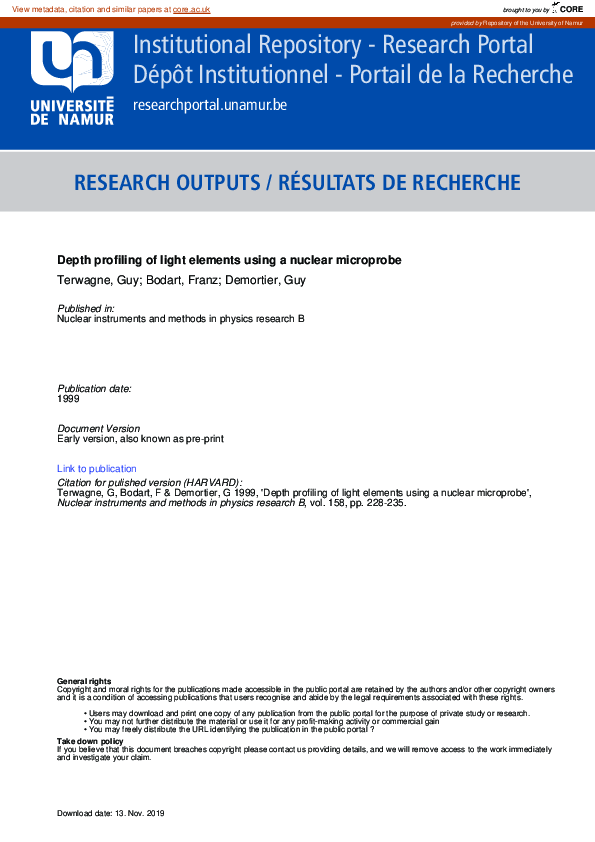 (PDF) Depth profiling of light elements using a nuclear microprobe