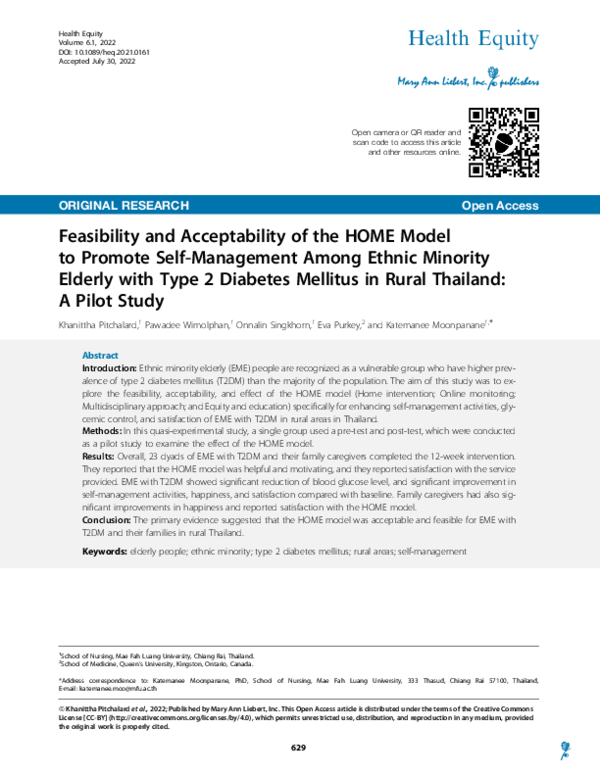 (PDF) Feasibility and Acceptability of the HOME Model to Promote Self-Management Among Ethnic ...