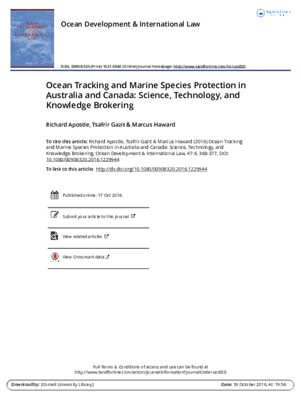 (PDF) Ocean Tracking and Marine Species Protection in Australia and ...
