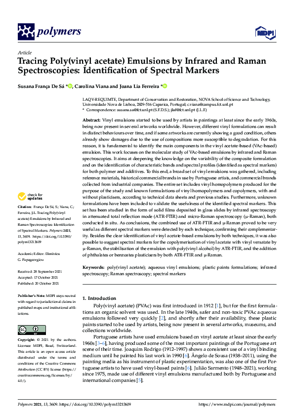(PDF) Tracing Poly(Vinyl Acetate) Emulsions by Infrared and Raman ...
