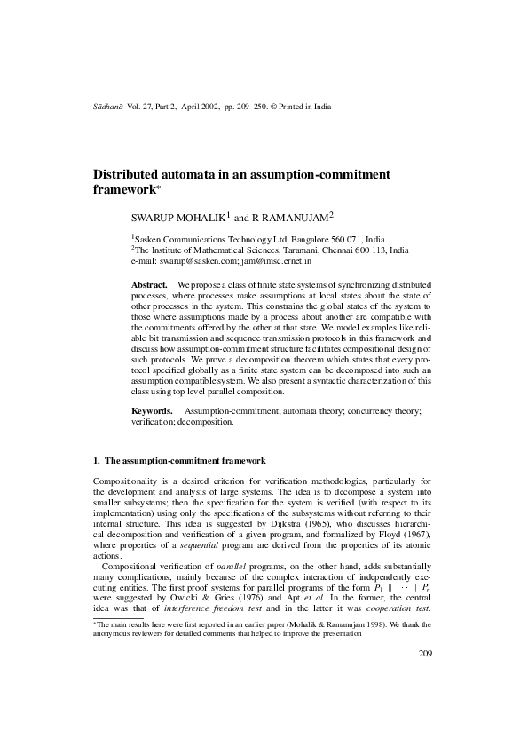 Pdf Distributed Automata In An Assumption Commitment Framework