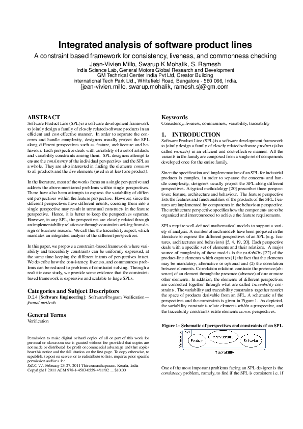 Pdf Integrated Analysis Of Software Product Lines