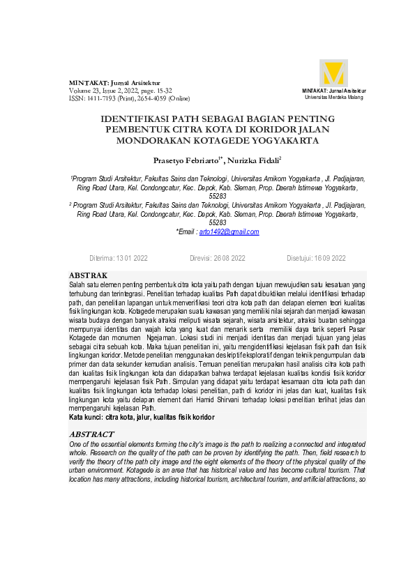 (PDF) Identifikasi Path Sebagai Bagian Penting Pembentuk Citra Kota DI ...