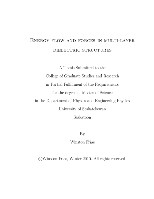 (PDF) Energy flow and forces in multi-layer dielectric structures