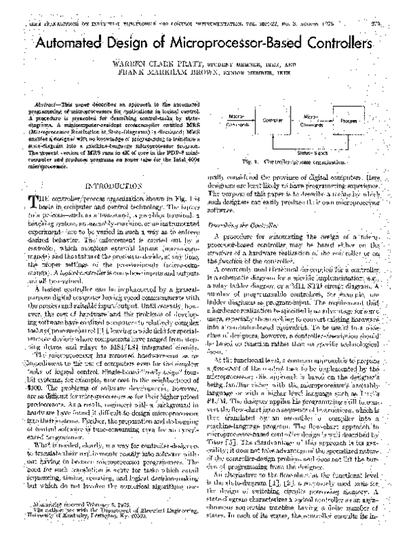 (PDF) Automated Design of Microprocessor-Based Controllers