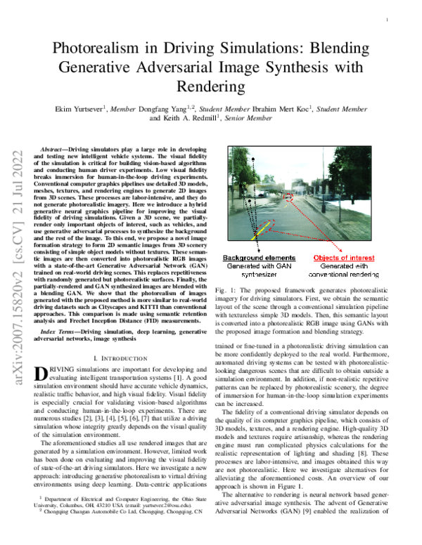 (PDF) Photorealism in Driving Simulations: Blending Generative Adversarial Image Synthesis With ...