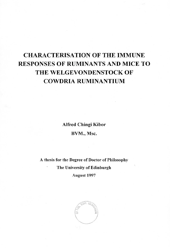 (PDF) Characterisation of the immune responses of ruminants and mice to ...