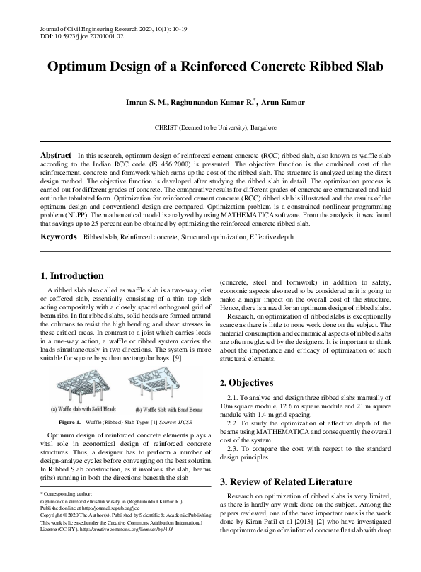 (PDF) Optimum Design of a Reinforced Concrete Ribbed Slab