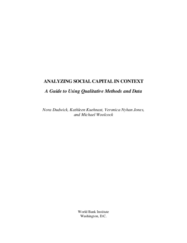 (PDF) Analyzing social capital in context: A guide to using qualitative
