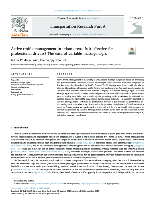 (PDF) Active traffic management in urban areas: Is it effective for ...