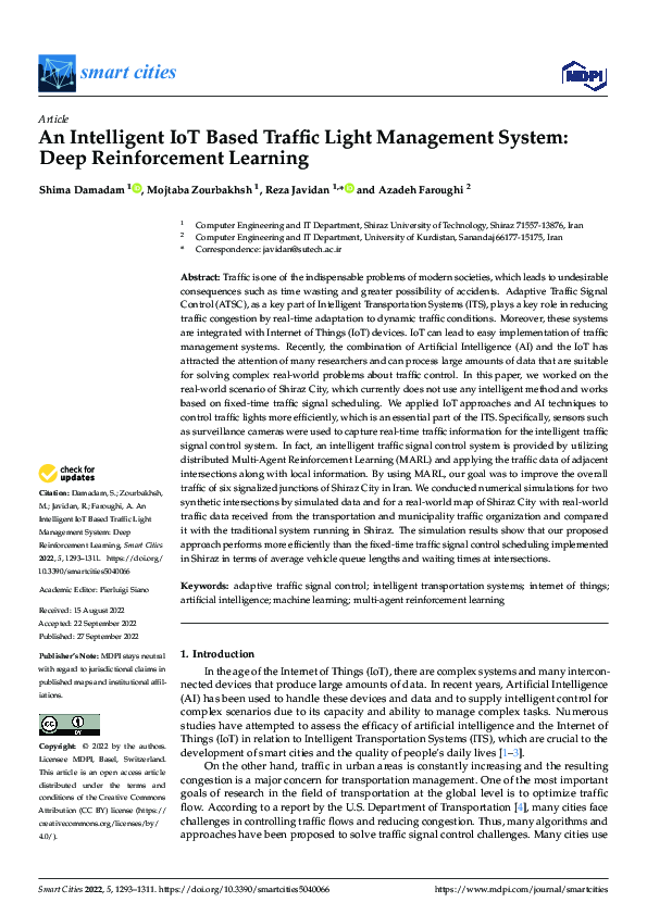 Pdf An Intelligent Iot Based Traffic Light Management System Deep Reinforcement Learning