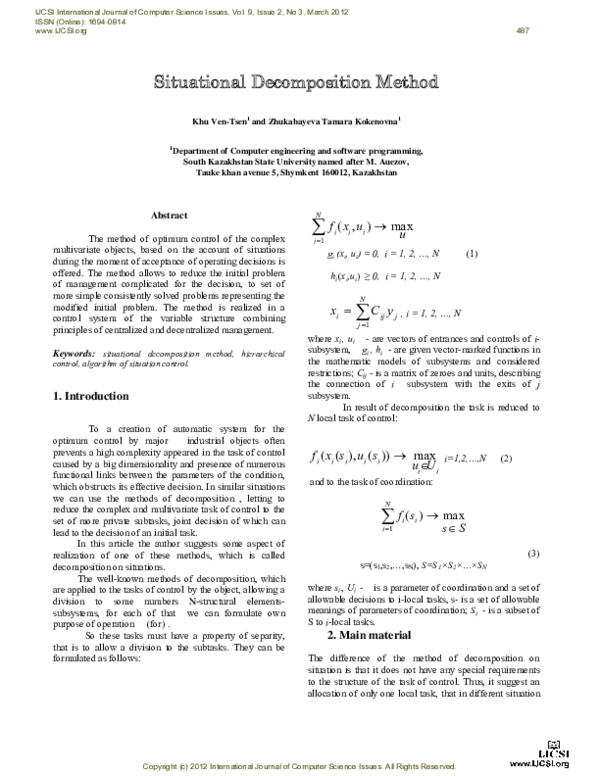 (PDF) Situational Decomposition Method