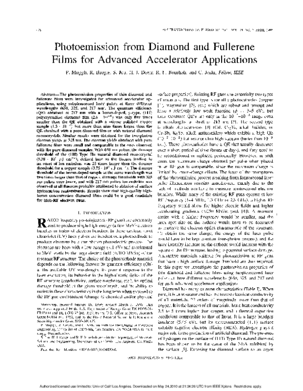 (PDF) Photoemission from diamond and fullerene films for advanced ...
