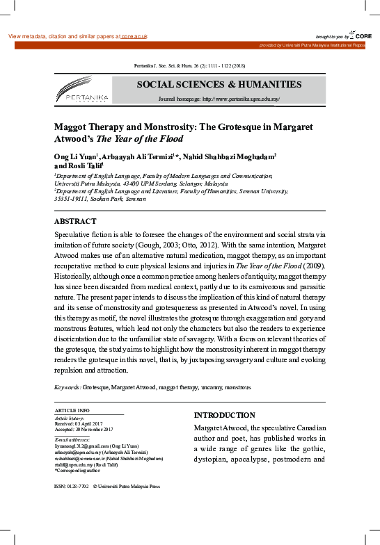 (PDF) Maggot Therapy and the Grotesque in Atwood