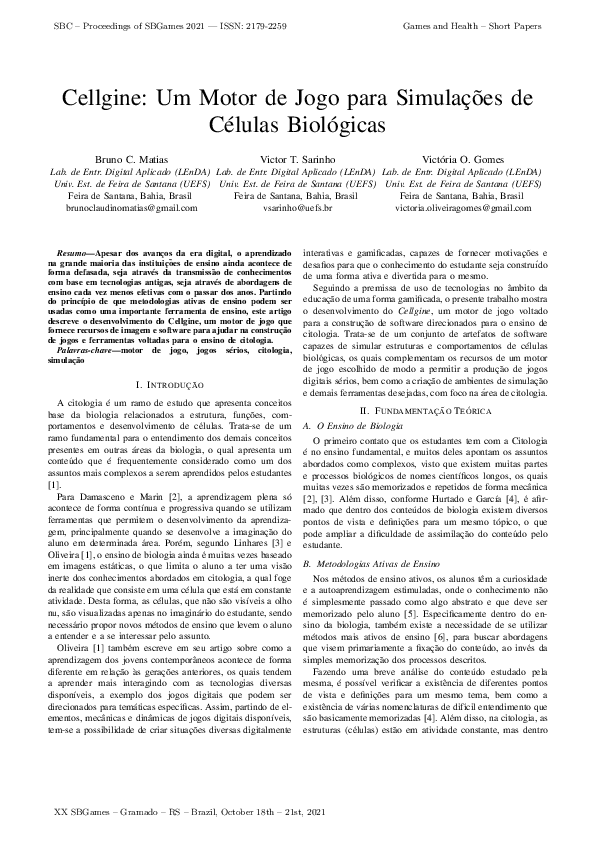 (PDF) Cellgine: Um Motor de Jogo para Simulações de Células Biológicas