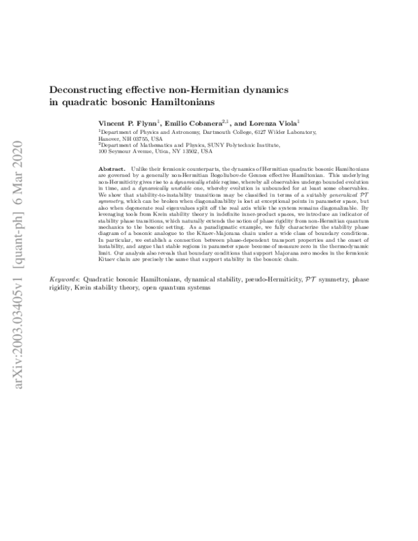 Pdf Deconstructing Effective Non Hermitian Dynamics In Quadratic