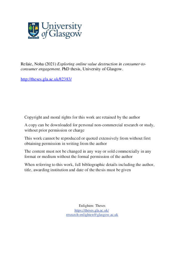 (PDF) Exploring online value destruction in consumer-to-consumer engagement