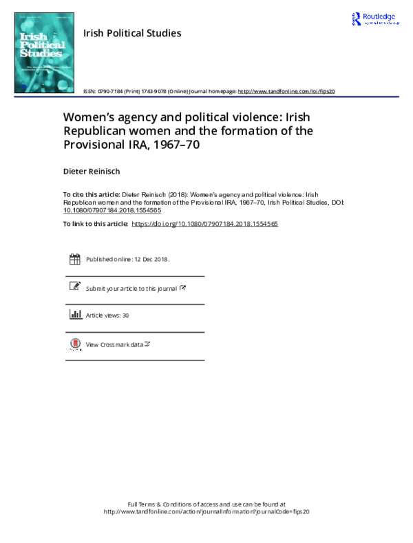 (PDF) Women’s agency and political violence: Irish Republican women and ...